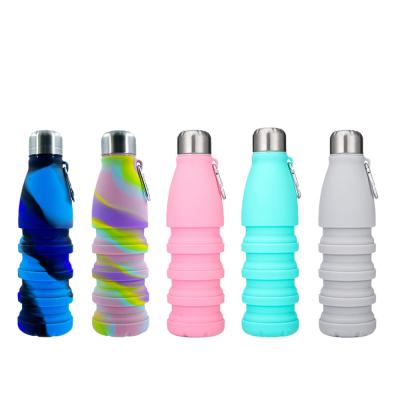China Factory Wholesale New Outdoor Food-Grade Silicone Cola Bottle, Portable Sports Water Bottle, Camping Foldable Water Cup for sale
