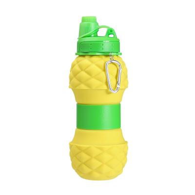 China Food Grade Platinum Silicone Pineapple Foldable Water Bottle | Portable Telescopic Kids Outdoor Sports Water Jug Factory Wholesale for sale
