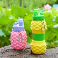 China Food Grade Platinum Silicone Pineapple Foldable Water Bottle | Portable Telescopic Kids Outdoor Sports Water Jug Factory Wholesale for sale