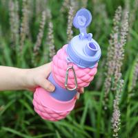 China Food Grade Platinum Silicone Pineapple Foldable Water Bottle | Portable Telescopic Kids Outdoor Sports Water Jug Factory Wholesale for sale