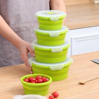 China Wholesale Silicone Folding Lunch Box, Portable Silicone Bowl, Food-Grade Silicone Lunch Box & Silicone Water Bottle for sale