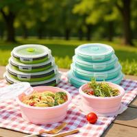 China Wholesale Silicone Folding Lunch Box, Portable Silicone Bowl, Food-Grade Silicone Lunch Box & Silicone Water Bottle for sale