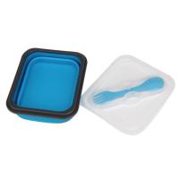 China Factory Wholesale Silicone Folding Lunch Box, Children's Lunch Box with Spoon, Microwave Oven Heating Square Sealed Preservation Box for sale