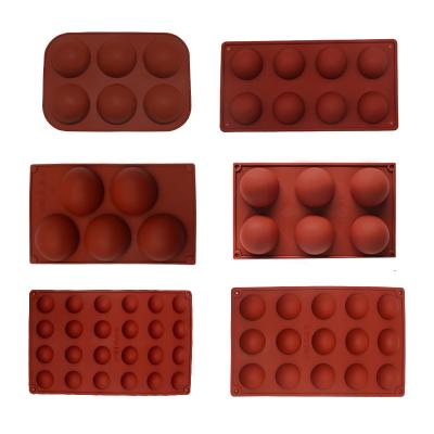 China Factory Wholesale 6-Hole Large Semi-Circular Silicone Mold, Spherical Soap Mold, Silicone Cake Mold, 6-Piece Jelly Pudding Chocolate Mold for sale