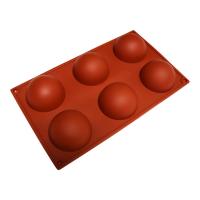 China Factory Wholesale 6-Hole Large Semi-Circular Silicone Mold, Spherical Soap Mold, Silicone Cake Mold, 6-Piece Jelly Pudding Chocolate Mold for sale
