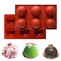 China Factory Wholesale 6-Hole Large Semi-Circular Silicone Mold, Spherical Soap Mold, Silicone Cake Mold, 6-Piece Jelly Pudding Chocolate Mold for sale