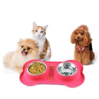 China Factory Direct Sale Silicone Pet Bed with Stainless Steel Double Dog Bowls, Pet Bowl & Pet Pad, Stainless Steel Silicone Double Dog Bowls for sale
