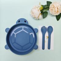 China Factory Direct 3-Piece Children's Food-Grade Silicone Turtle Dinnerware Set with Fork & Spoon for sale