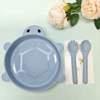 China Factory Direct 3-Piece Children's Food-Grade Silicone Turtle Dinnerware Set with Fork & Spoon for sale