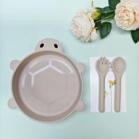 China Factory Direct 3-Piece Children's Food-Grade Silicone Turtle Dinnerware Set with Fork & Spoon for sale