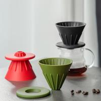 China Factory Direct Outdoor Foldable Hand-Drip Coffee V-Shaped V60 Food-Grade Silicone Coffee Filter Cup Set for sale