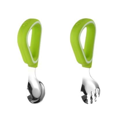 China Children's Training Fork and Spoon Set, Cheese Baby Food Handle Spoon, BPA-Free Baby Feeding Utensils, Factory Direct Wholesale for sale