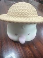 China Custom OEM Silicone Mini Straw Hat Cap, Cute Bird Bottle Head Decor for sale