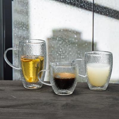 China 250ml 350ml 450ml Double Wall High Borosilicate Glass Coffee Cup with Handle for sale