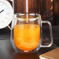 China 250ml Custom High Borosilicate Double Wall Glass Coffee Cup with Handle for sale