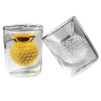 China 50ml Double Wall Borosilicate Glass Mug Golf Design Custom Logo Home Use for sale