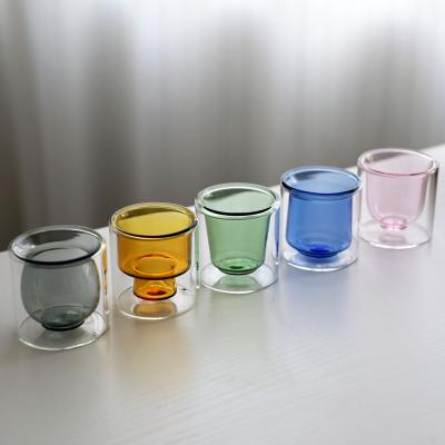 China 70ml Double Wall Espresso Glass Cup High Borosilicate Heat Resistant Coffee Mug for sale