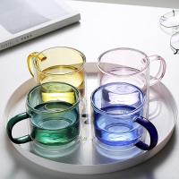 China 350ml High Borosilicate Glass Coffee Mug with Wooden Handle Microwave Safe for sale