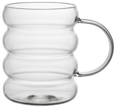 China 300ml Shaped High Borosilicate Glass Drinking Cup for Coffee Water Milk for sale