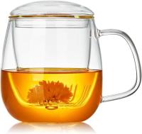 China 450ML High Borosilicate Glass Tea Cup with Infuser and Lid Heat Resistant -20 to 150C for sale