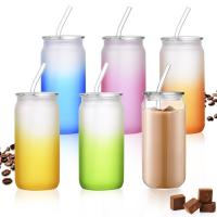 China 380ml 480ml 580ml Frosted Borosilicate Glass Cup with Lid and Straw for sale