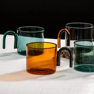 China 350ML High Borosilicate Glass Cup with Handle Classic Design Single Wall Glass Mug for sale