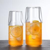China High Borosilicate Glass Juice Bottles Set 400ML 550ML Water Drinking Glass Jug Pitcher for sale