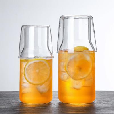 China High Borosilicate Glass Juice Bottles Set 400ML 550ML Water Drinking Glass Jug Pitcher for sale