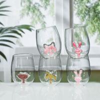 China Custom Double Wall Borosilicate Glass Cup 400-500ml 3D Glitter Heat Resistant Tea Coffee Milk Cup for sale