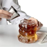 China High Borosilicate Glass Coffee Mug 350ml Transparent Irregular Cup for Hot and Cold Drinks for sale