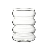 China 300ml High Borosilicate Glass Mug Single Wall Wave Design Heat Resistant Drinkware Cup for sale