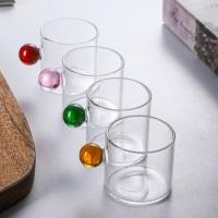 China 120ml Single Wall Borosilicate Glass Coffee Cup with Colored Ball Handle for sale