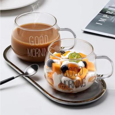 China 350ml High Borosilicate Glass Mug Heat Resistant Coffee Cup with Handle for sale