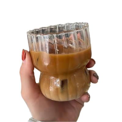 China Handmade Borosilicate Glass Cup Flower Shape 260ML Transparent Wholesale Custom Logo for sale