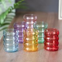 China 300ml High Borosilicate Glass Ribbed Tumbler Iced Coffee Cup Microwave Safe for sale