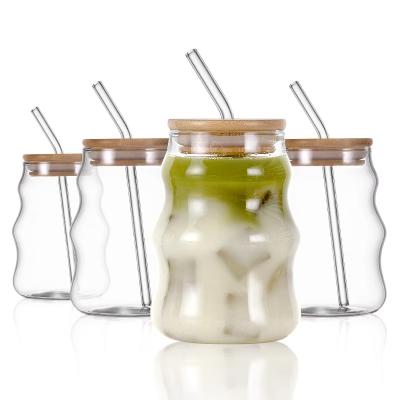 China 530ml High Borosilicate Glass Tumbler Ribbed Waved Shape Heat Resistant Drinking Cup for sale