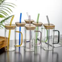 China 350ml Borosilicate Glass Sublimation Tumbler with Cork Lid Straw BPA Free Dishwasher Safe Drinkware for sale