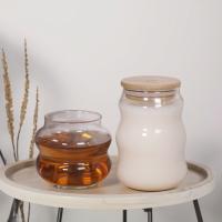 China Cloud Shaped Borosilicate Glass Cup 350mL with Bamboo Lid Microwave Safe for sale