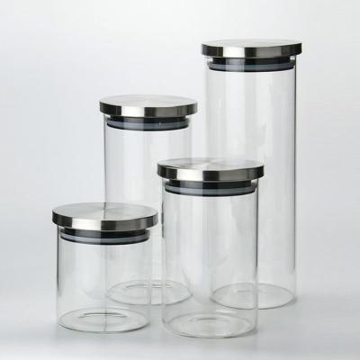 China Heat Resistant 8oz Airtight High Borosilicate Glass Jar with Metal Lid Custom Size 350ML-1200ML for sale
