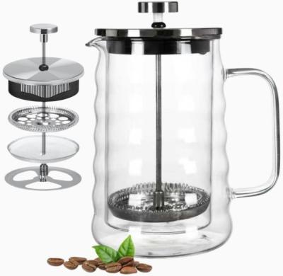 China Double Wall Borosilicate Glass French Press Coffee Maker 350ml 650ml 1000ml for sale
