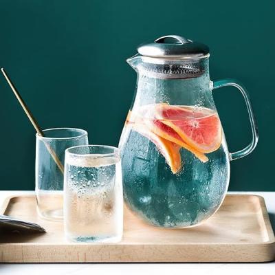 China 1.8L Clear Heat Resistant Borosilicate Glass Kettle with Handle Classic Design Tea Jug for sale