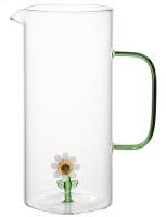 China Customizable Borosilicate Glass Jug 1000ml Kitchen Household Kettle with 3D Flowers for sale