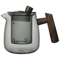 China 450ml Borosilicate Glass Tea Pot with Wooden Handle Custom Logo for sale