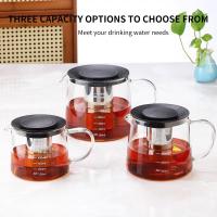 China Custom Capacity Borosilicate Glass Teapot 1500ml 50oz with Infuser Stove Safe for sale