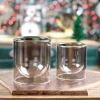 China High Borosilicate Glass Double Wall Candle Jar 200ml 400ml Heat Resistant Candle Holder Cup for sale