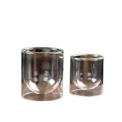 China Custom High Borosilicate Glass Candle Holder 400ML Double Wall Empty Bottom Luxury Style for sale