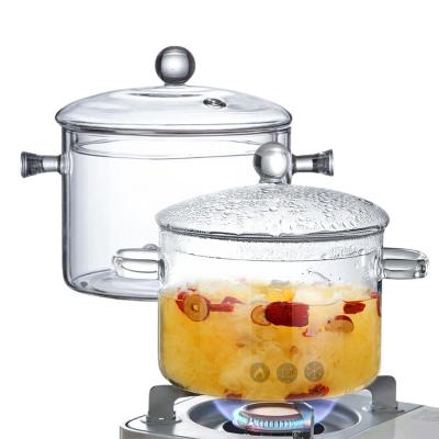 China High Borosilicate Glass Cooking Pot 1.35L 1.5L Heat Resistant Baby Food for sale