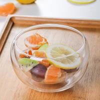 China Borosilicate Double Walled Glass Bowl 300ml 500ml for Salad Fruits Custom Logo for sale
