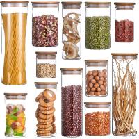 China High Borosilicate Glass Canister Storage Jar 400ml-2000ml with Bamboo Lid Silicone Ring for sale