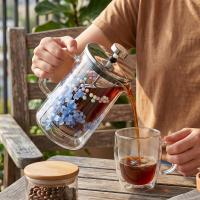 China BPA Free Double Wall Glass French Press Coffee Maker 350ml 1000ml Tea Pot for sale